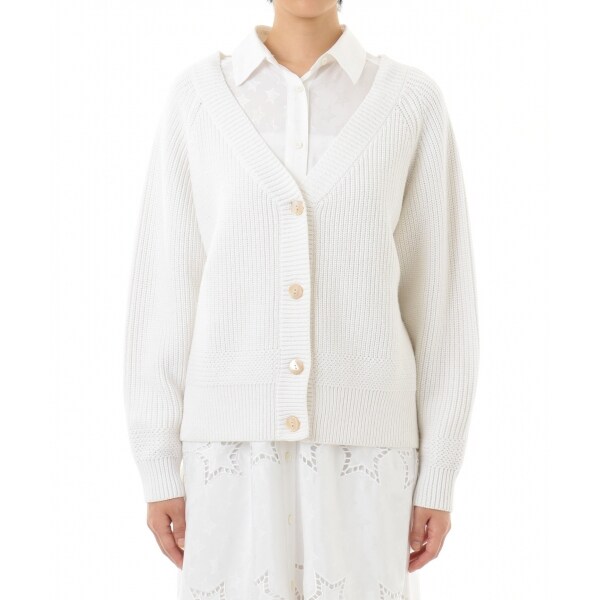 グレースコンチネンタル/布帛切替ニットカーディガン