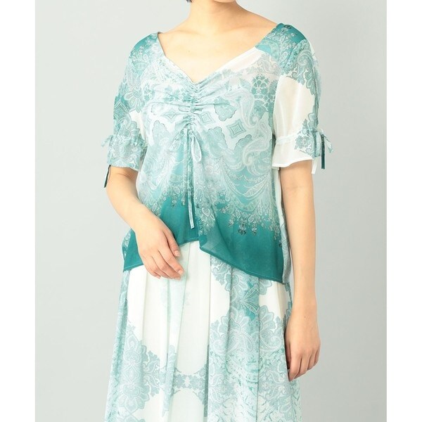 グレースコンチネンタル（GRACE CONTINENTAL）/エスニックプリントギャザートップ