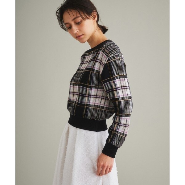 グレースコンチネンタル（GRACE CONTINENTAL）/チェックニットトップ