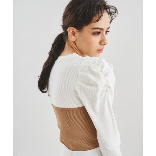 グレースコンチネンタル（GRACE CONTINENTAL）/バイカラーリブニットトップ