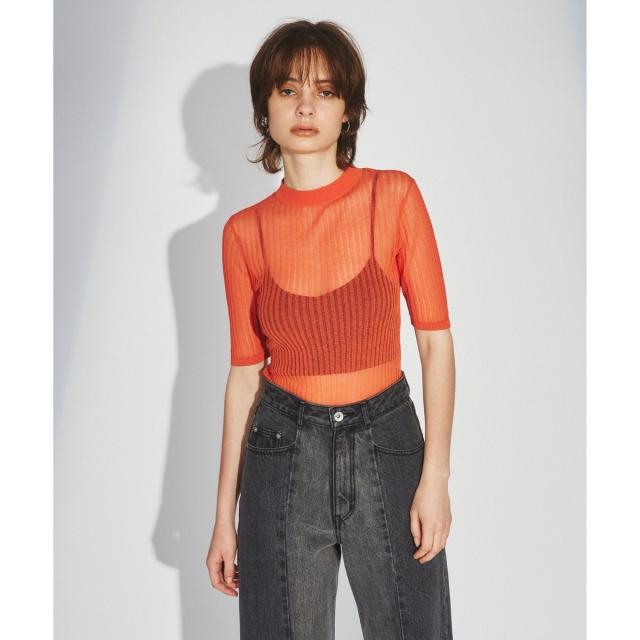 グレースコンチネンタル（GRACE CONTINENTAL）/シアーリブクルーニットトップ