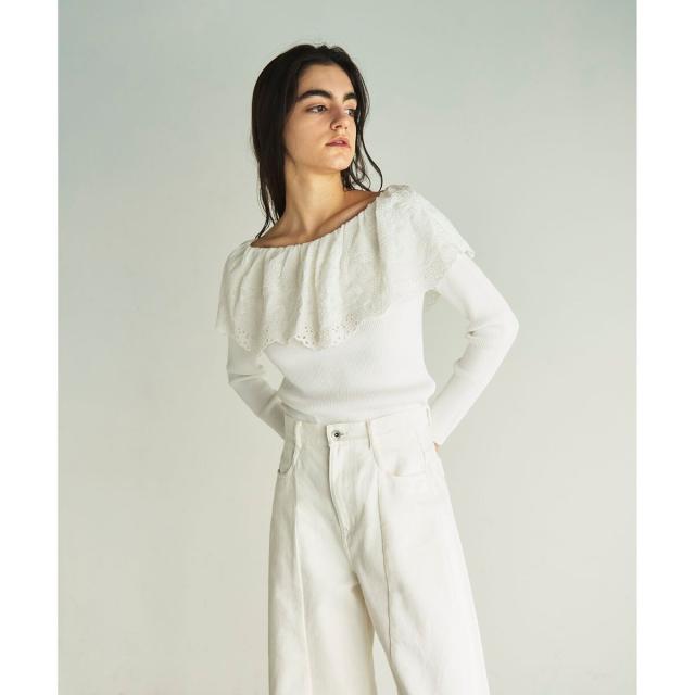 グレースコンチネンタル（GRACE CONTINENTAL）/カットワークリブニットトップ