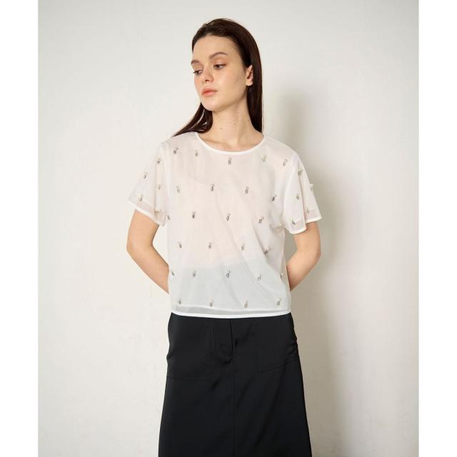 グレースコンチネンタル（GRACE CONTINENTAL）/ビジューチュールトップ