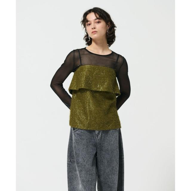 グレースコンチネンタル（GRACE CONTINENTAL）/フリンジジャガードノースリーブ トップ