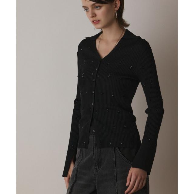 グレースコンチネンタル（GRACE CONTINENTAL）/ビジューリブニットトップ