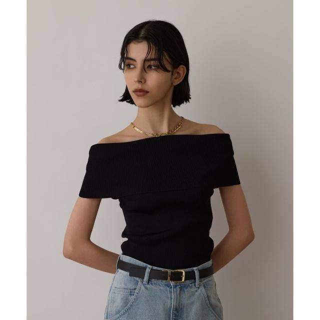 グレースコンチネンタル（GRACE CONTINENTAL）/オフショルリブニットトップ