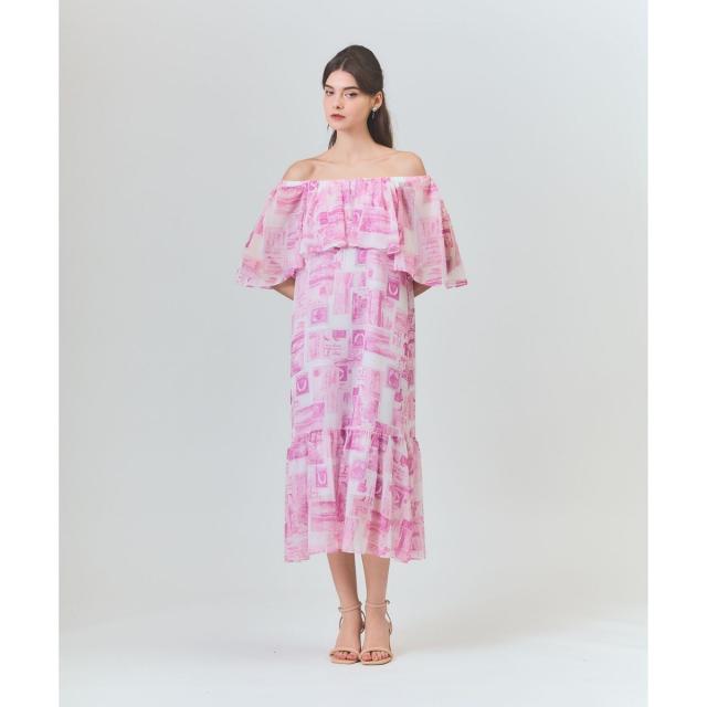 グレースコンチネンタル（GRACE CONTINENTAL）/シフォンプリントドレス