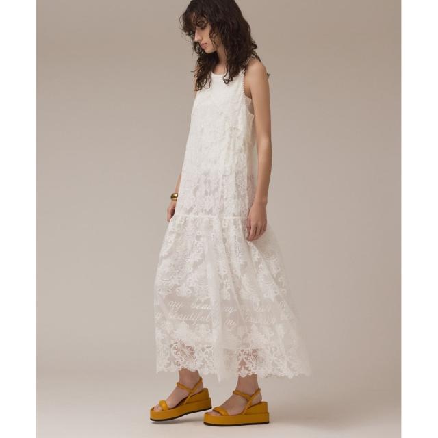 グレースコンチネンタル（GRACE CONTINENTAL）/ロゴ刺繍レースワンピース