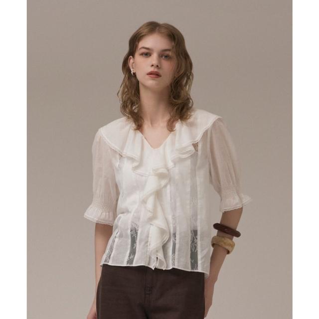 グレースコンチネンタル（GRACE CONTINENTAL）/コットンフリルカラーブラウス