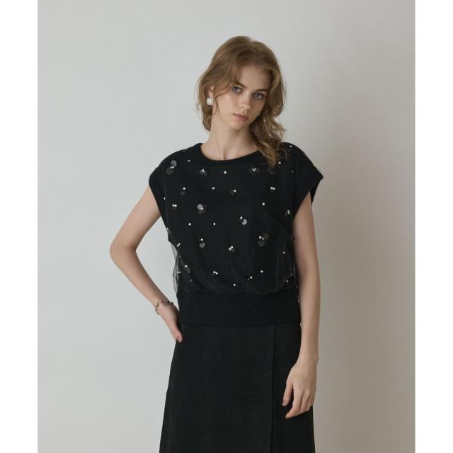 グレースコンチネンタル（GRACE CONTINENTAL）/チュール刺繍ニットトップ