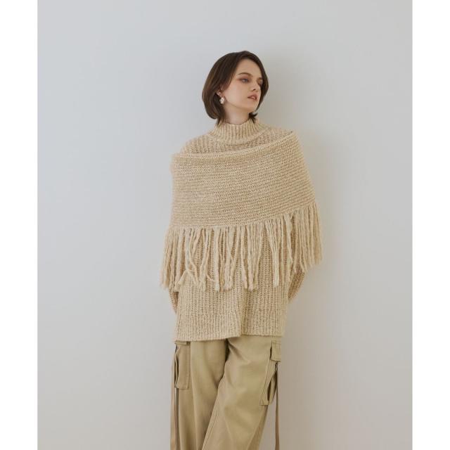 グレースコンチネンタル（GRACE CONTINENTAL）/フリンジケープニットトップ