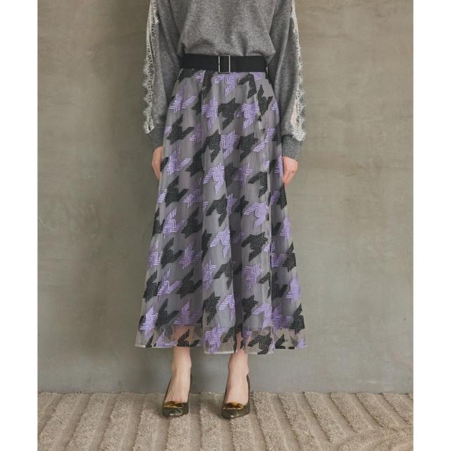 【NEW】グレースコンチネンタル（GRACE CONTINENTAL）/千鳥刺繍チュールスカート