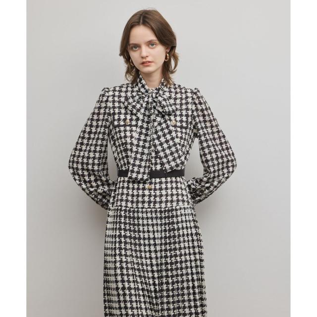 【NEW】グレースコンチネンタル（GRACE CONTINENTAL）/バイカラーチェックプリントワンピース