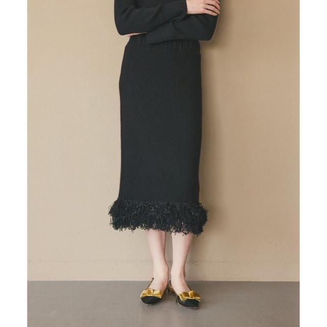 【NEW】グレースコンチネンタル（GRACE CONTINENTAL）/ラメフェザーフリンジスカート