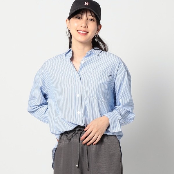 グランドパーク（Grand PARK）/2WAY　ストライプ柄ロゴ入り長袖シャツ