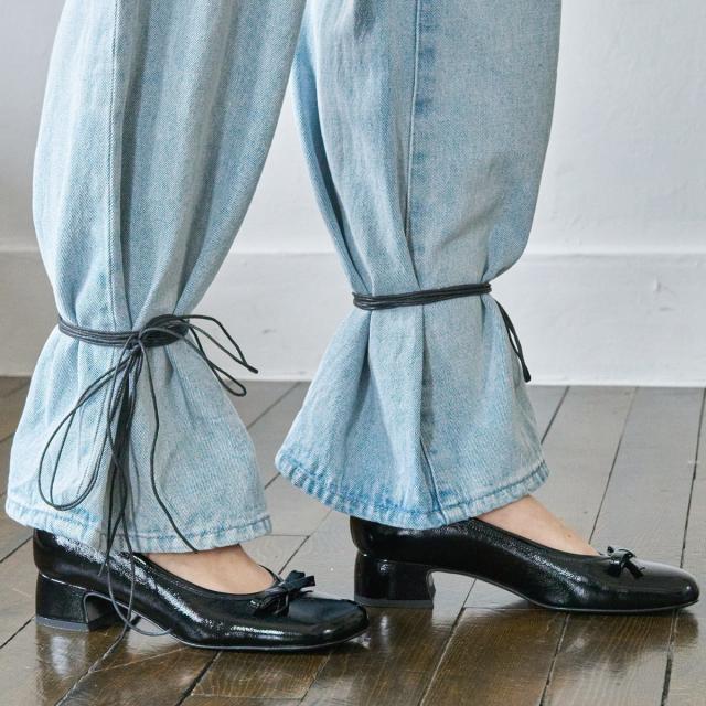 ファビオ ルスコーニ（FABIO RUSCONI）/Fabio Rusconi◆3．2cmヒール◆オブリークトウリボンパンプス