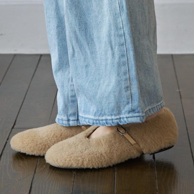 ファビオ ルスコーニ（FABIO RUSCONI）/Fabio Rusconi◆0．8cmヒール◆ラウンドトウストラップムートンバレエ