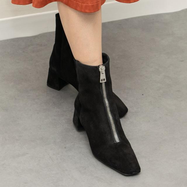 ファビオ ルスコーニ（FABIO RUSCONI）/Fabio Rusconi◆4．7cmヒール◆スクエアトウセンタージップショートブーツ