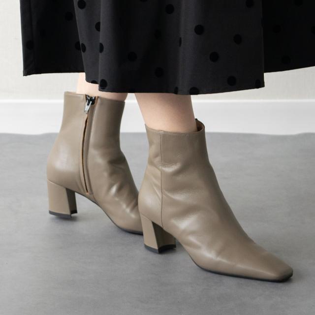 ファビオ ルスコーニ（FABIO RUSCONI）/Fabio Rusconi◆5．8cmヒール◆スクエアトウプレーンショートブーツ