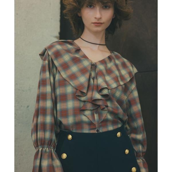 エヌ ナチュラルビューティーベーシック（N．Natural Beauty Basic*）/チェックラッフルブラウス