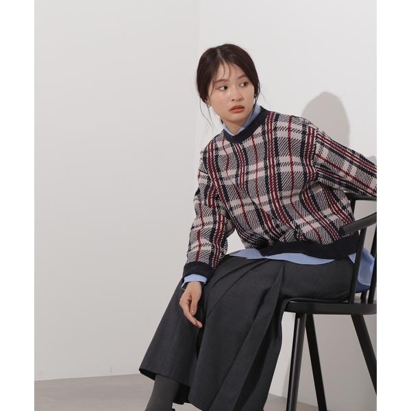 エヌ ナチュラルビューティーベーシック（N．Natural Beauty Basic*）/モールチェックニット