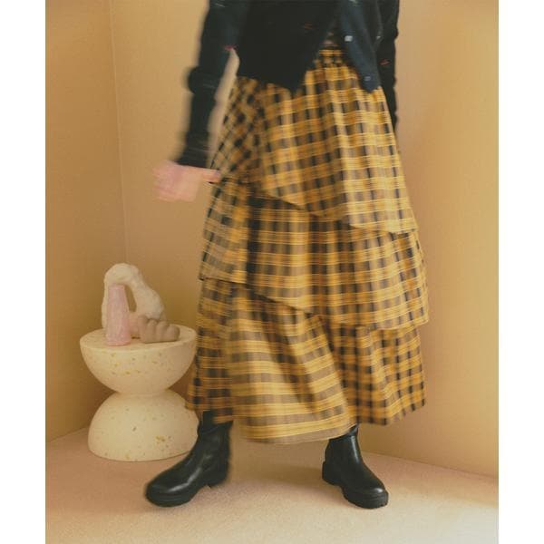 エヌ ナチュラルビューティーベーシック（N．Natural Beauty Basic*）/ランダムティアードチェックスカート