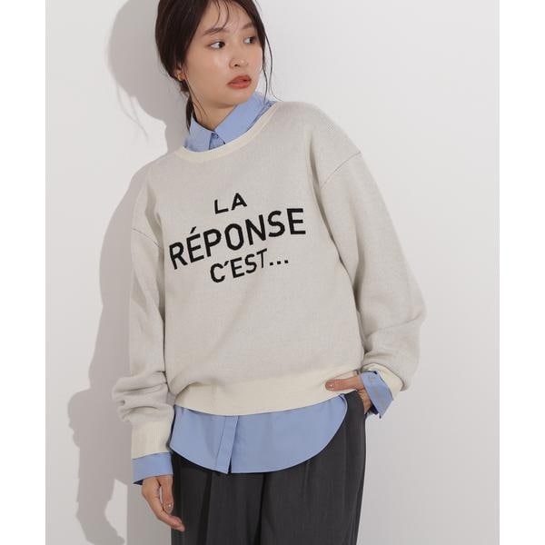 エヌ ナチュラルビューティーベーシック（N．Natural Beauty Basic*）/フレンチロゴジャガードニット