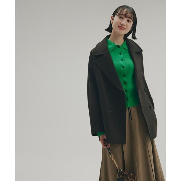 エヌ ナチュラルビューティーベーシック（N．Natural Beauty Basic*）/ミドルPコート《ブラウン×ゴールドボタン：LUMINE・LUCUA・offi…