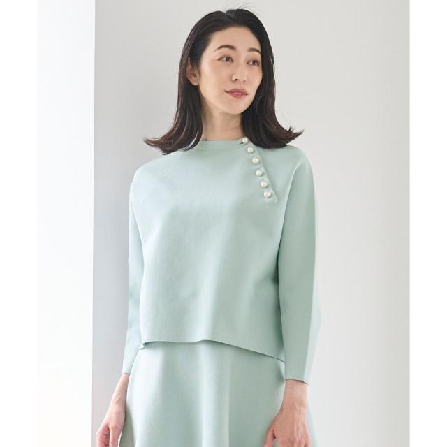 自由区（JIYU−KU）/ポリエステルホールガーメントラグランボタン ニット