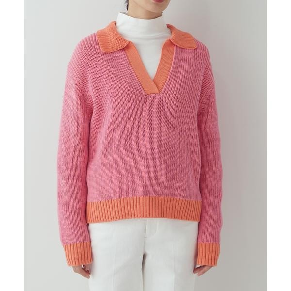 ヒューマンウーマン（HUMAN WOMAN）/◆バイカラー衿付きニット