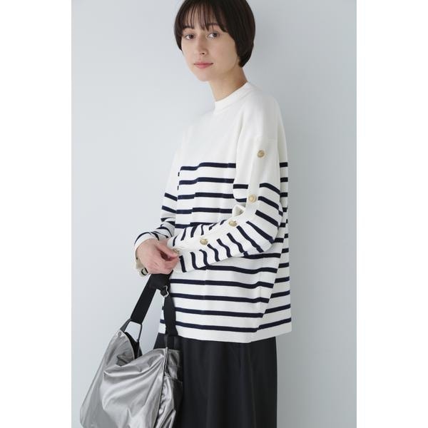 ヒューマンウーマン（HUMAN WOMAN）/◆袖ボタン付きボーダーニット