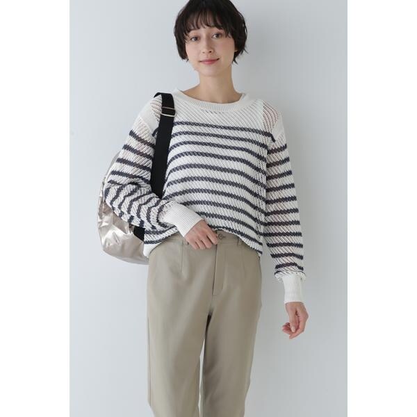 ヒューマンウーマン（human woman）/◆メッシュボーダーニット