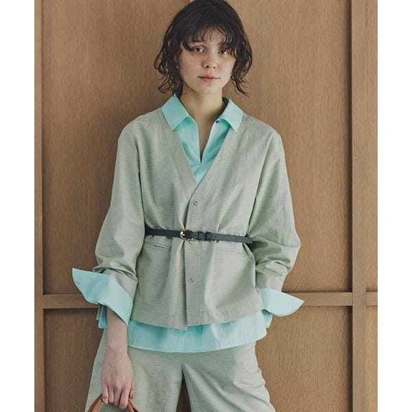 ヒューマンウーマン（human woman）/◆綿麻シャンブレーVネックブルゾン