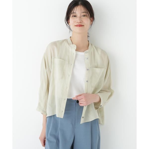 ヒューマンウーマン（human woman）/◆ラミーバンドカラーシャツブラウス