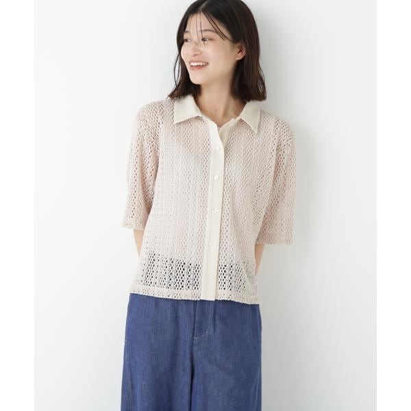 ヒューマンウーマン（human woman）/◆クロッシェレース半袖シャツ