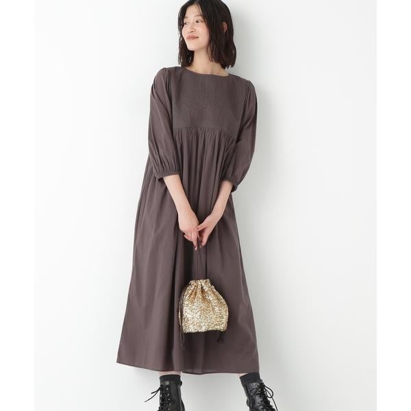 ヒューマンウーマン（human woman）/◆インドコットンボイルキルティングドッキングワンピース