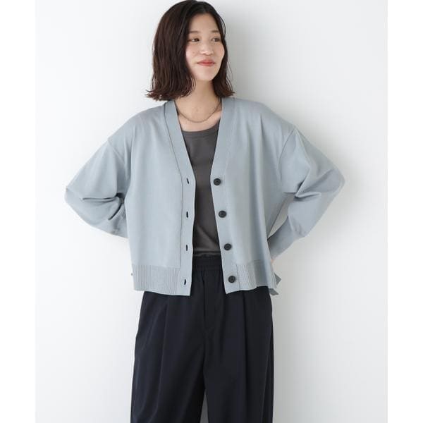 ヒューマンウーマン（human woman）/◆オーガニックコットン混プレーティングカーディガン