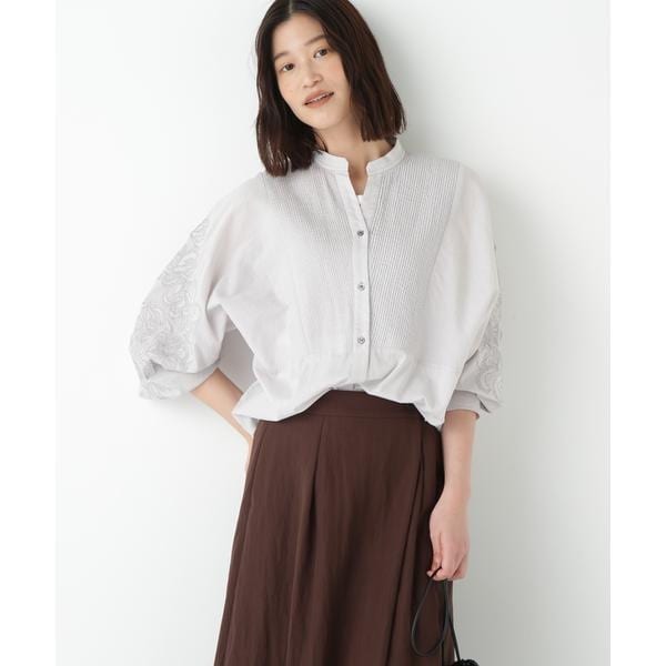 ヒューマンウーマン（human woman）/◆インドコットンボイルアップリケブラウス