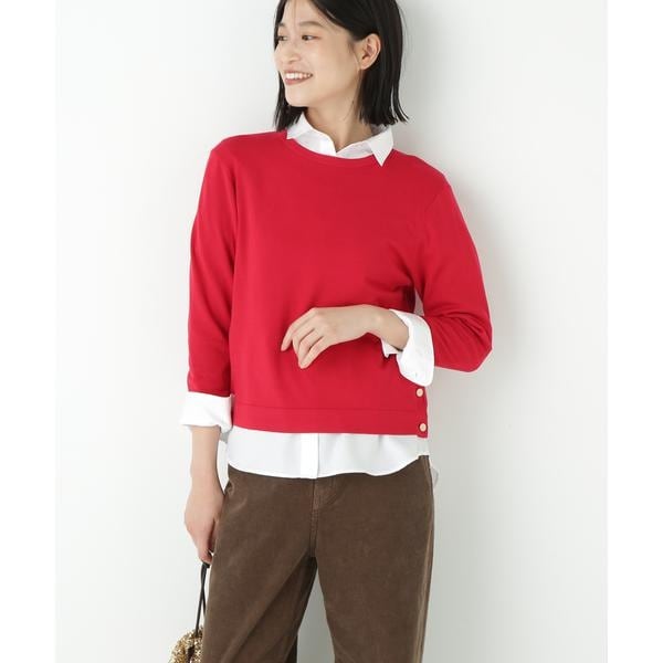 ヒューマンウーマン（human woman）/◆レーヨン混ハイゲージクルーネックプルオーバー