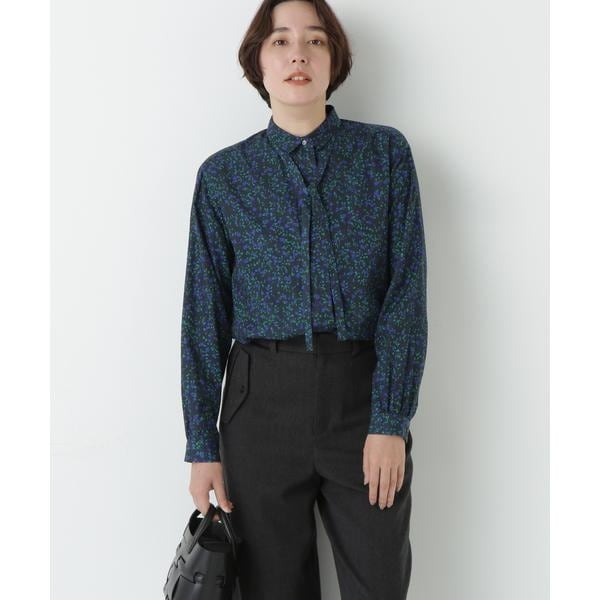 ヒューマンウーマン（human woman）/プチフラワープリントボウタイシャツブラウス