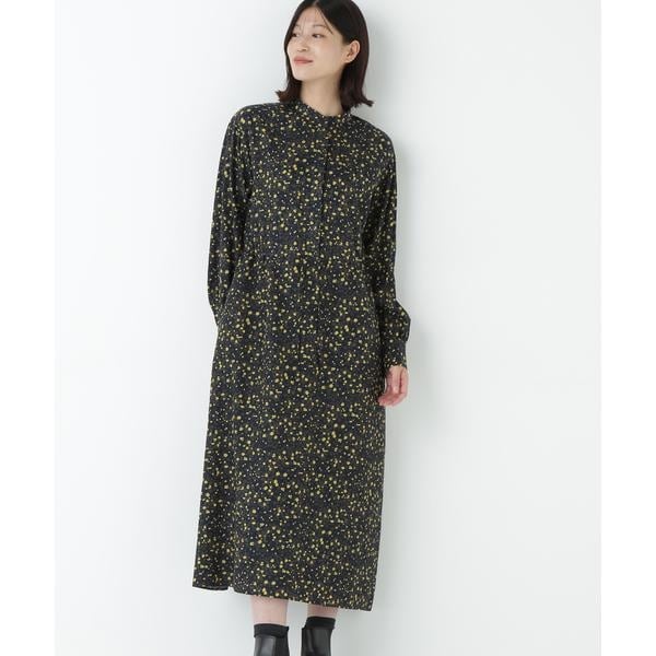 ヒューマンウーマン（human woman）/プチフラワープリントブラウジングバンドカラーワンピース