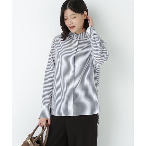 ヒューマンウーマン（human woman）/ストライプローンハイネックシャツ