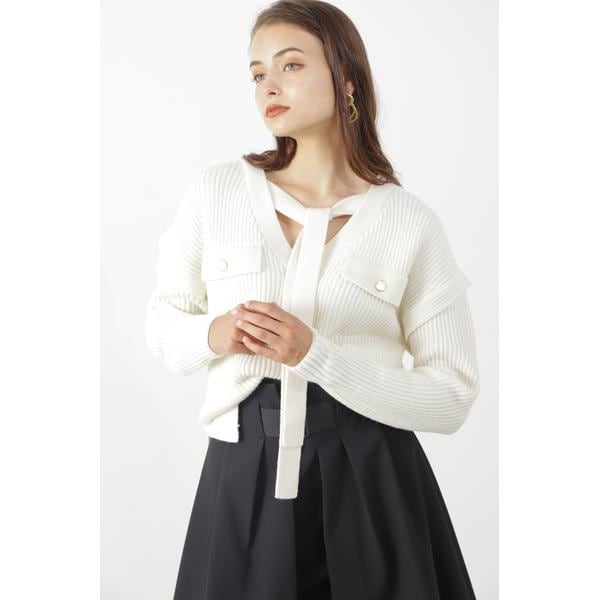 ピンキー＆ダイアン（PINKY&DIANNE）/◆片畦ボウタイミドルゲージニットプルオーバー