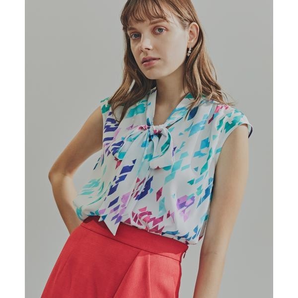 ピンキー＆ダイアン（PINKY&DIANNE）/◆カラーハウンドトゥースプリントリボンブラウス