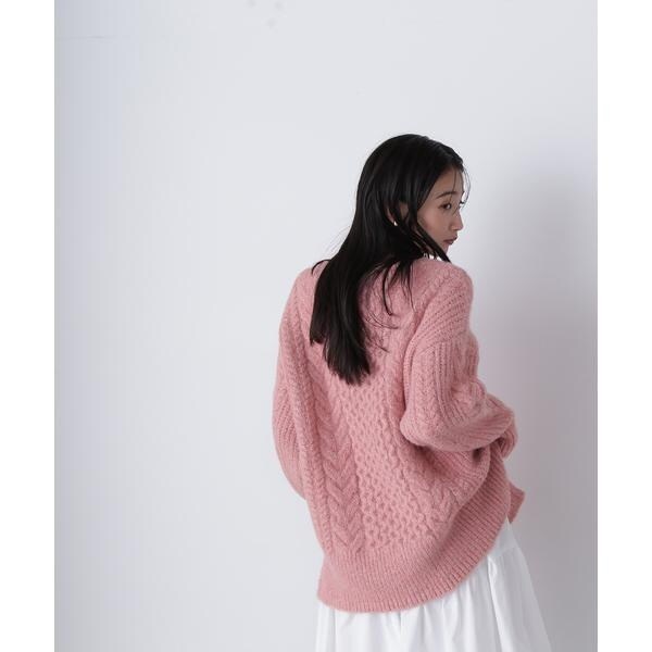 ナチュラルビューティーベーシック（NATURAL BEAUTY BASIC）/ラメケーブルオーバーニット