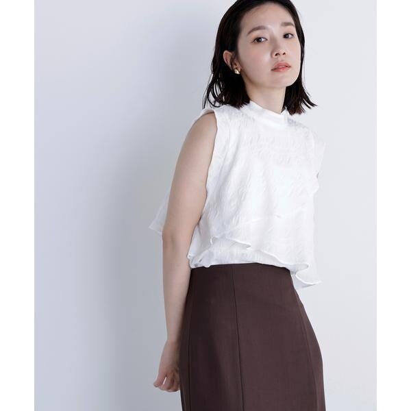 ナチュラルビューティーベーシック（NATURAL BEAUTY BASIC）/サッカーチェックラッフルブラウス