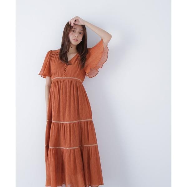 ナチュラルビューティーベーシック（NATURAL BEAUTY BASIC）/Vネックプリーツワンピース