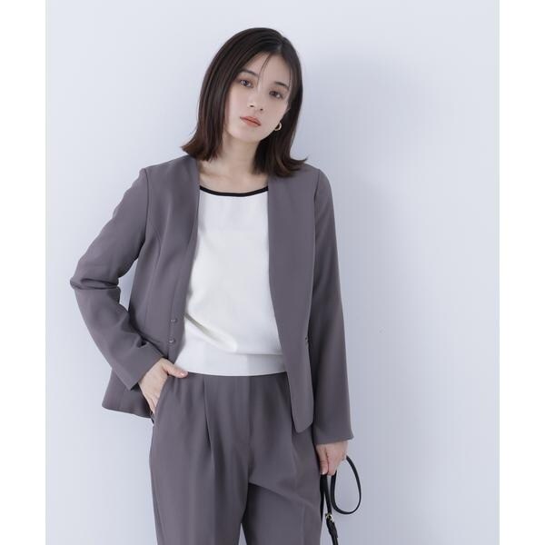 ナチュラルビューティーベーシック（NATURAL BEAUTY BASIC）/ストレッチツイルセットアップシリーズ　ノーカラージャケット