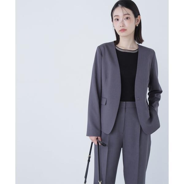 ナチュラルビューティーベーシック（NATURAL BEAUTY BASIC）/パウダリーツイルセットアップシリーズ ノーカラージャケット