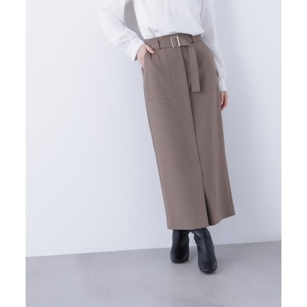 ナチュラルビューティーベーシック（NATURAL BEAUTY BASIC）/ベルテッドアウトポケットナロースカート